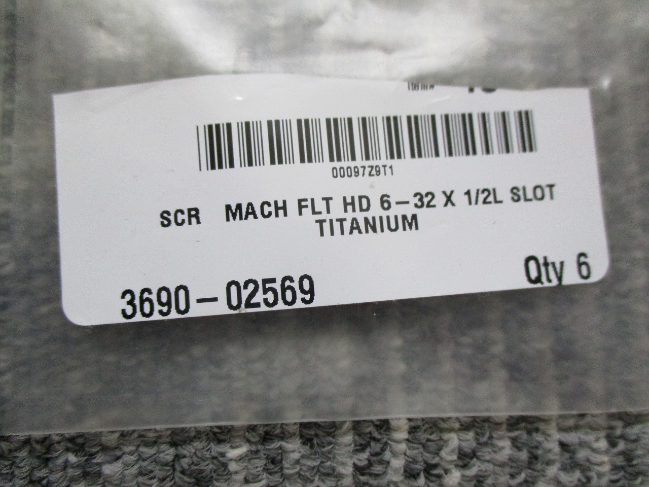SCR MACH FLT HD 6-32 X 1/2L SLOT TITAN(3690-02569) | PARTS Initiative