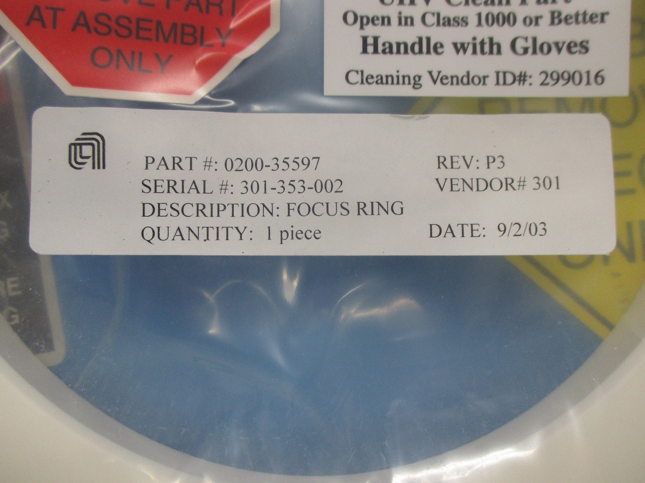 FOCUS RING, 145 MM, JEIDA R2 CHMBR, METC(0200-35597) | PARTS Initiative